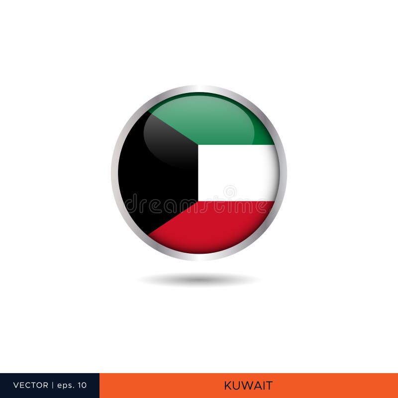 Kuwait Round Flag Vector Design. Stock Vector - Illustration of glossy ...