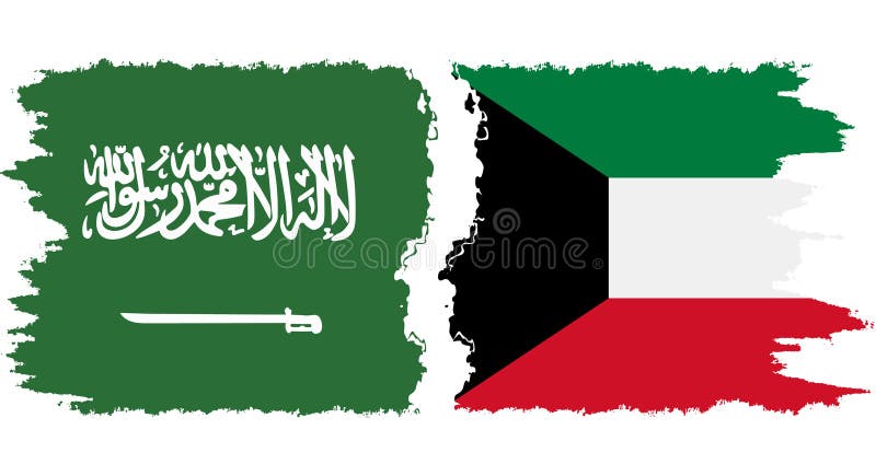 Kuwait and Saudi Arabia Grunge Flags Connection Vector Stock Vector ...