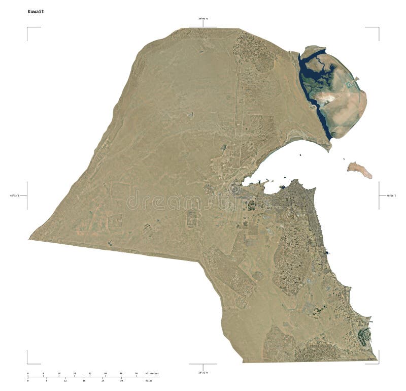 Kuwait Shape on White. Low-res Satellite Stock Illustration ...