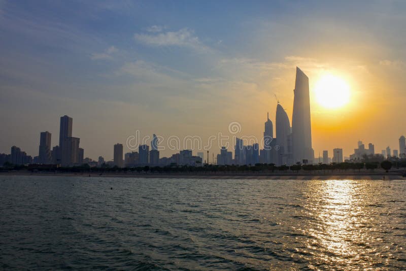 Kuwait Skyline in Afternoon Sun Stock Photo - Image of afternoon ...