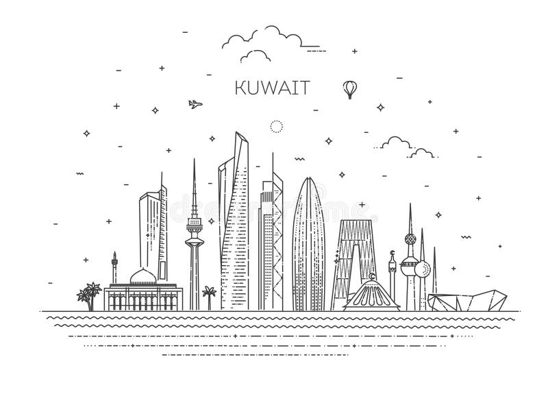 Kuwait Skyline Cityscape Estilo De Arte Vectorial Stock de ilustración ...