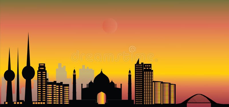 Kuwait Skyline stock illustration. Illustration of buildings - 15735898