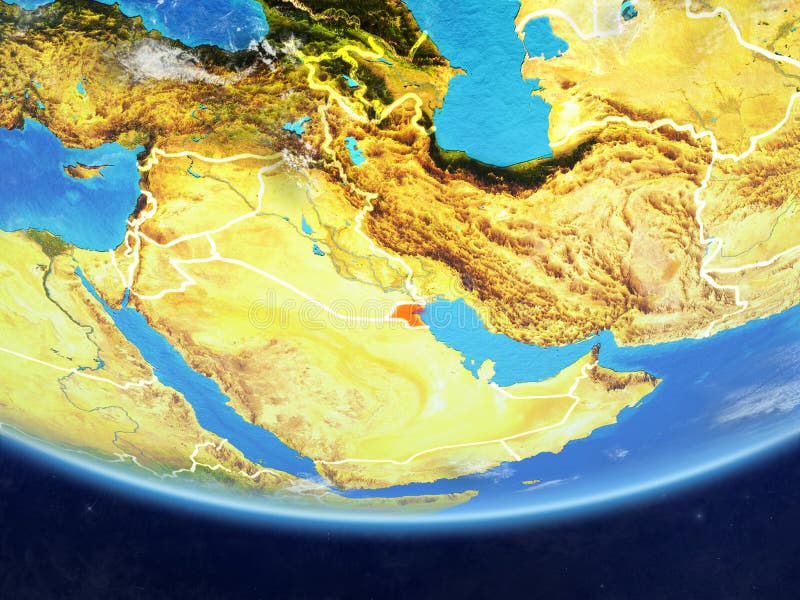 Kuwait from space on Earth stock illustration. Illustration of world ...