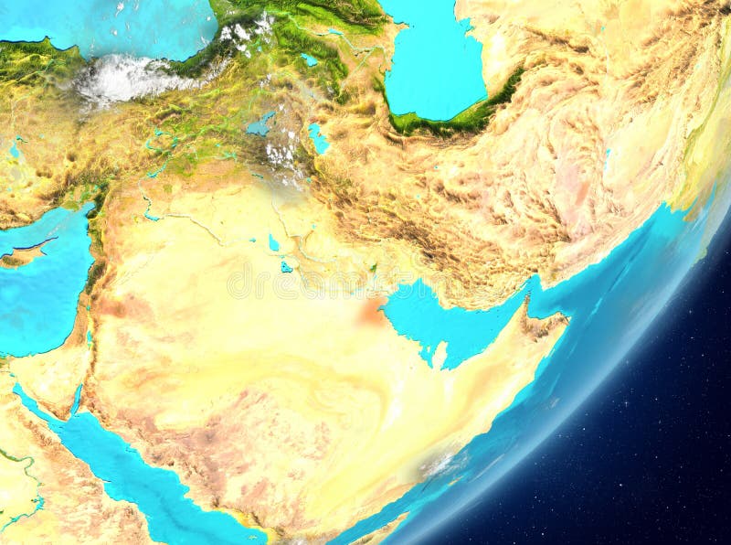 Kuwait from space stock illustration. Illustration of satellite - 105348849