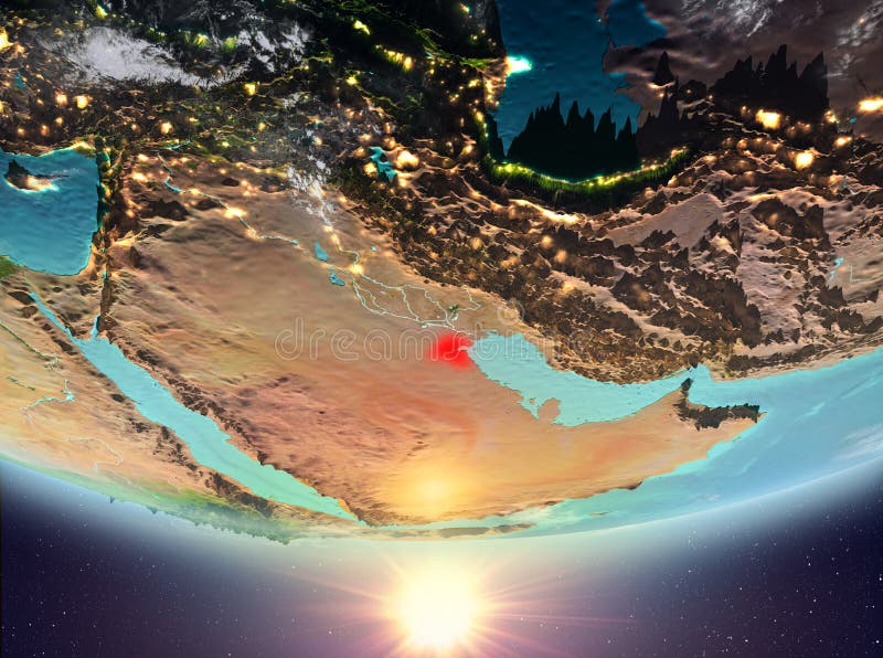 Kuwait with sun stock illustration. Illustration of earth - 114379580