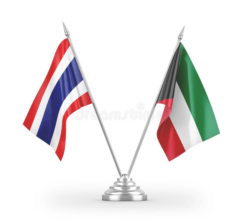 Kuwait and Thailand Flags Together Paper Texture Illustration Stock ...