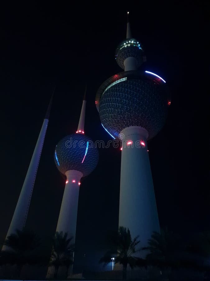 Kuwait towers night stock image. Image of night, kuwait - 177054991