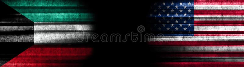 Kuwait and United States Flags on Black Stock Illustration ...