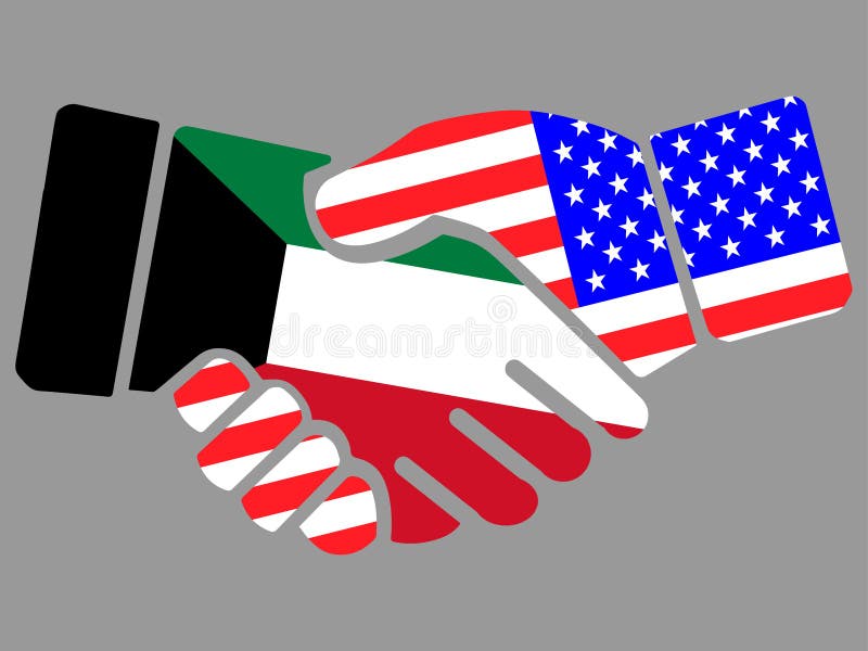 Kuwait and USA Flags Handshake Vector Stock Vector - Illustration of ...
