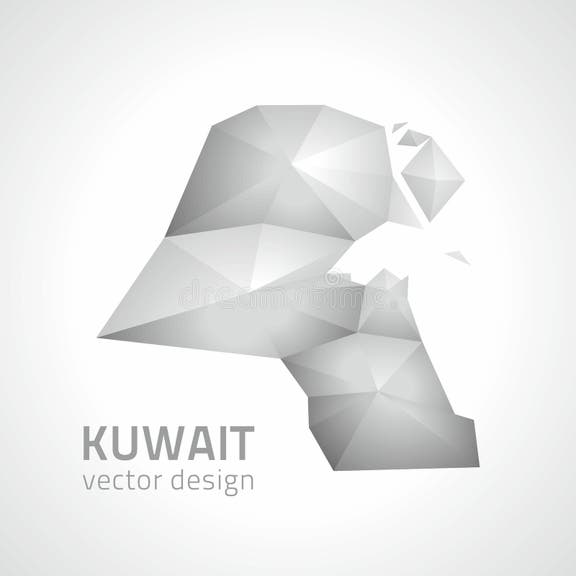 Kuwait Vector Polygonal Grey and Silver Triangle Map Stock Vector ...