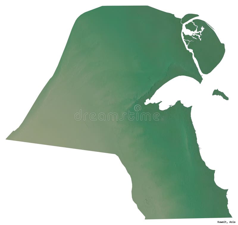 Kuwait on white. Relief stock illustration. Illustration of land ...