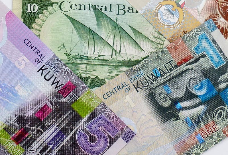 Kuwaiti Dinar Banknotes Background. Stock Image - Image of number ...