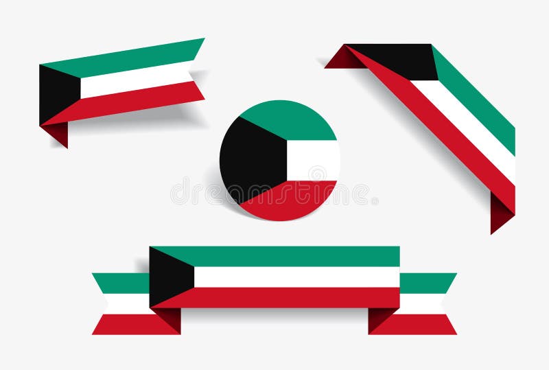 Kuwaiti Flag Stickers and Labels. Vector Illustration. Stock Vector ...