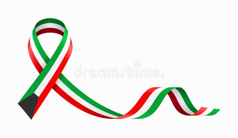 Kuwaiti Flag Stripe Ribbon Wavy Background Layout. Vector Illustration ...