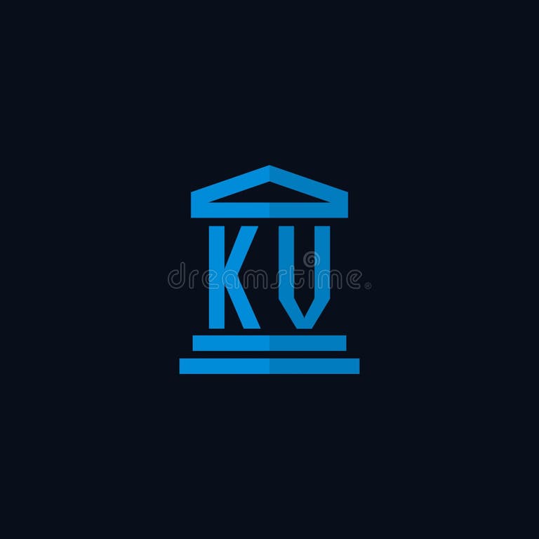 KV Initial Logo Monogram with Simple Courthouse Building Icon Design ...