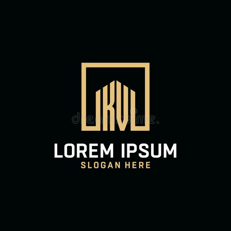 KV Initial Monogram Logo Design with Square Shape Design Ideas Stock ...