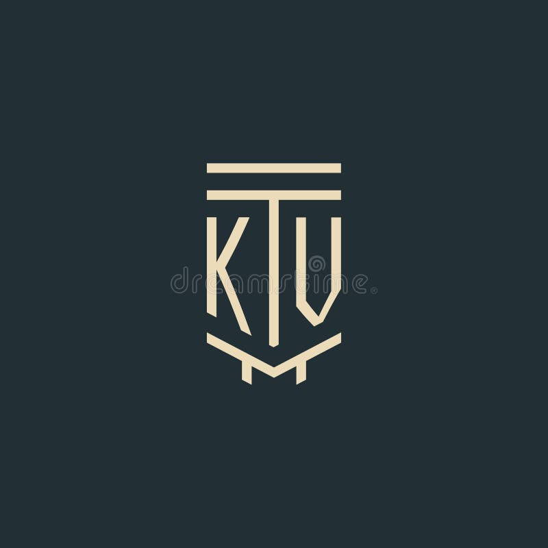 KV Initial Monogram with Simple Line Art Pillar Logo Designs Stock ...