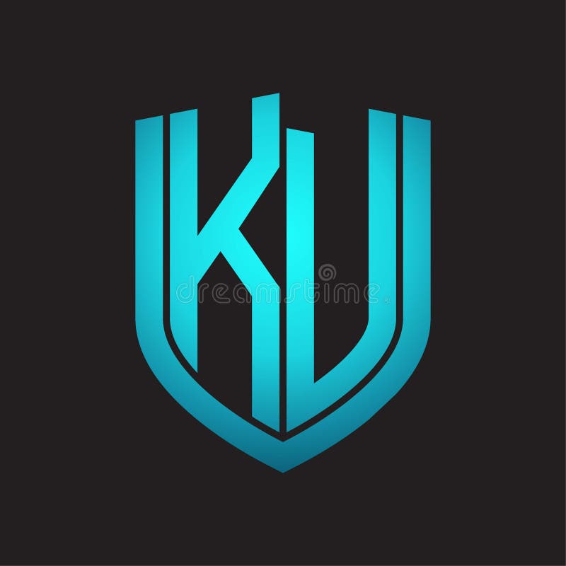 KV Logo Monogram with Emblem Shield Design Isolated with Blue Colors on ...