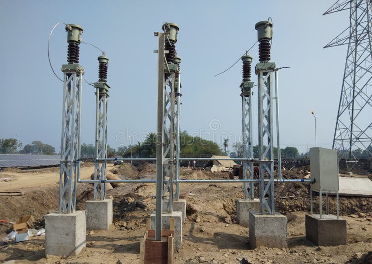 110 KV Switchyard Work is Going on in Solar Plant Stock Photo - Image ...