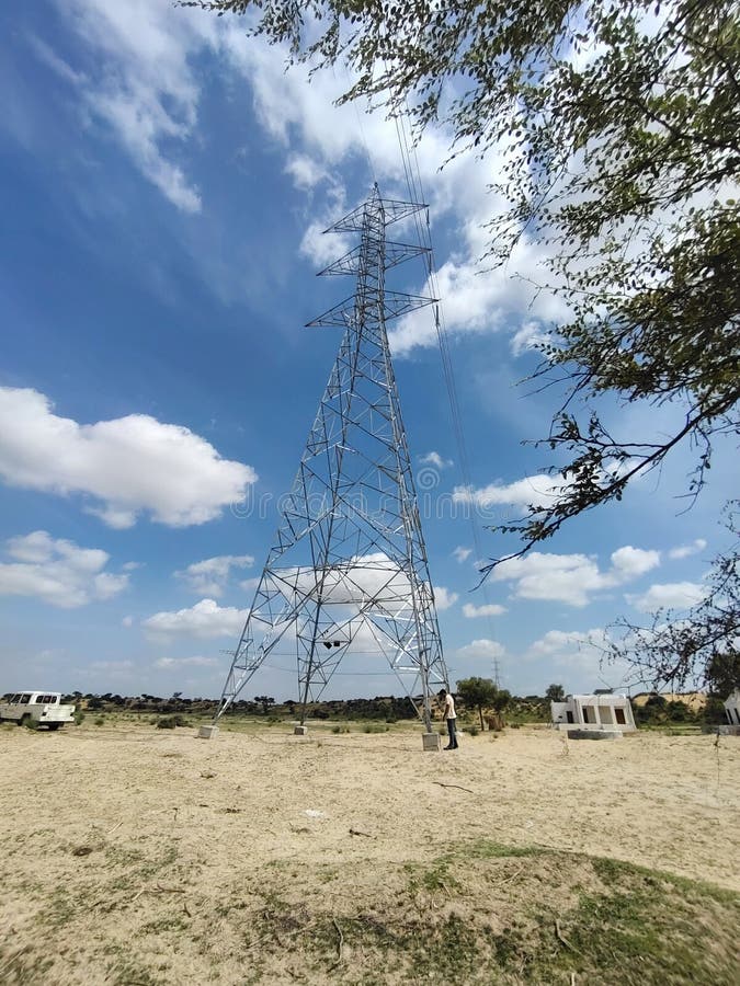 220 KV Transmission Line Tower for Solar Plant Stock Image - Image of ...