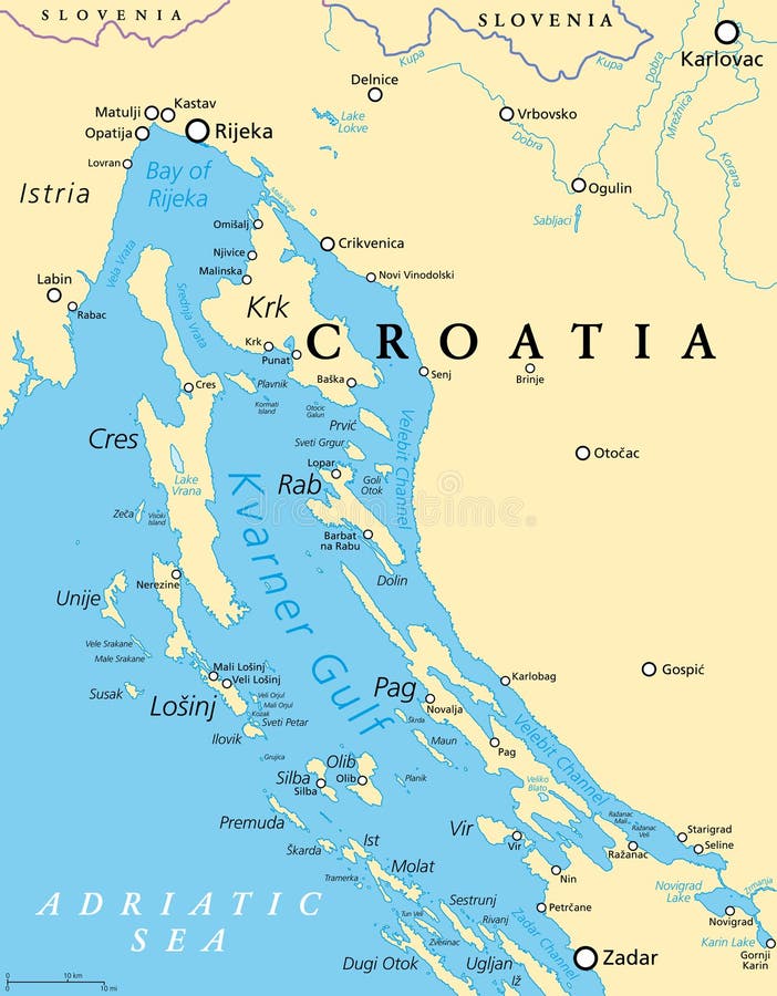 Kvarner Gulf, Part of Internal Waters of Croatia, Political Map Stock ...