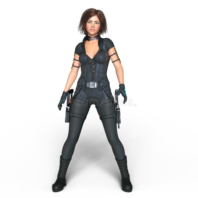 Kvinnlig krigare stock illustrationer. Illustration av spion - 101979651