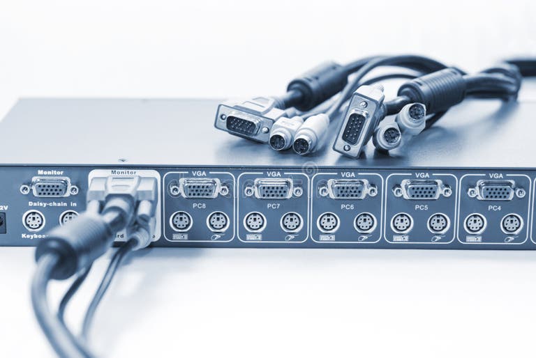 KVM Switch and Cables stock photo. Image of work, device - 30374794
