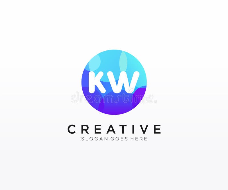 KW Initial Logo with Colorful Circle Template Vector Stock Vector ...