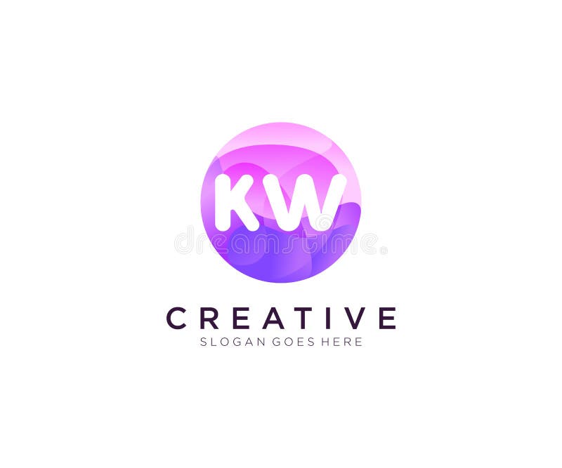 KW Initial Logo with Colorful Circle Template Vector Stock Vector ...