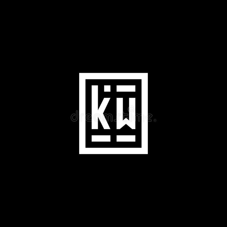 KW Initial Logo with Square Rectangular Shape Style Stock Illustration ...