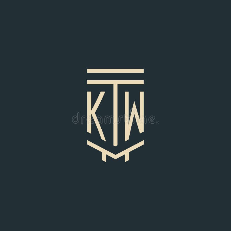 KW Initial Monogram with Simple Line Art Pillar Logo Designs Stock ...