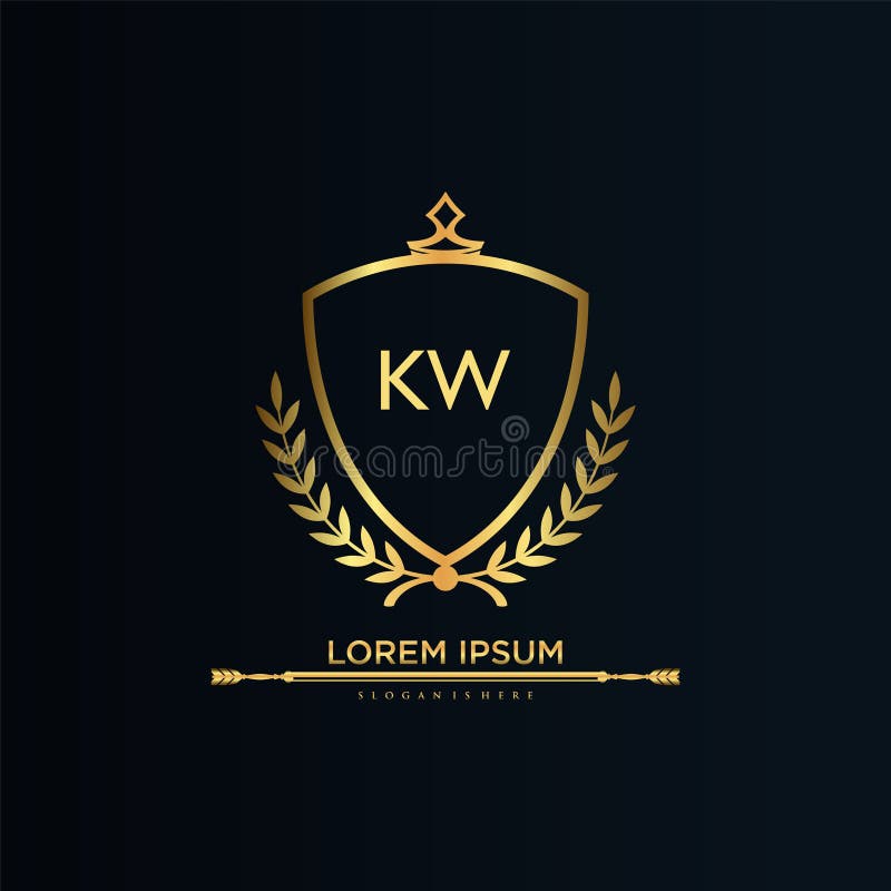 KW Letter Initial with Royal Template.elegant with Crown Logo Vector ...