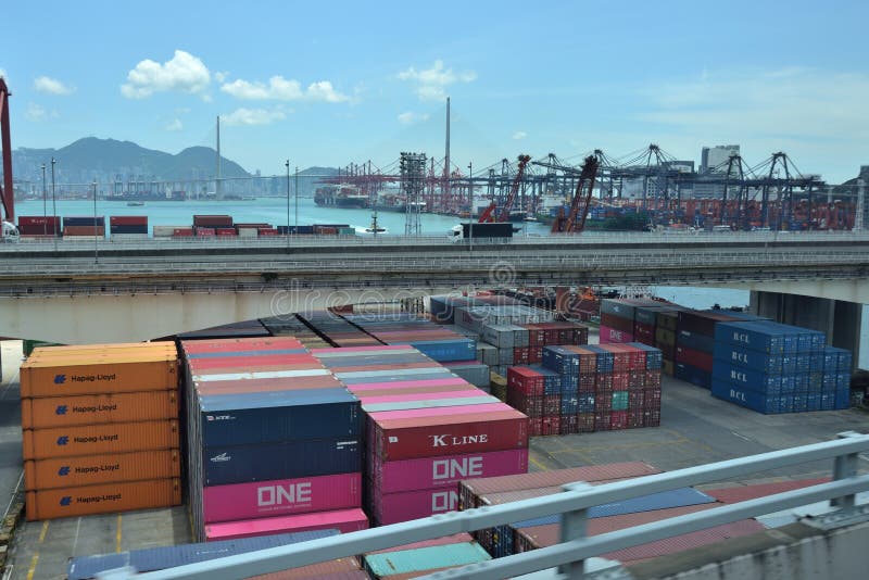 Kwai Chung Container Cargo Terminal Ferry Editorial Image - Image of ...
