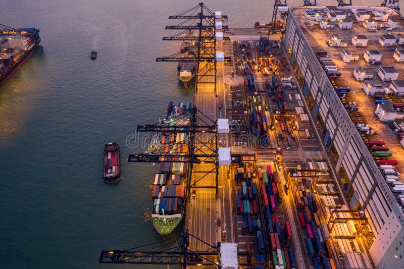 Kwai Tsing Container Terminals from Drone Stock Photo - Image of ...