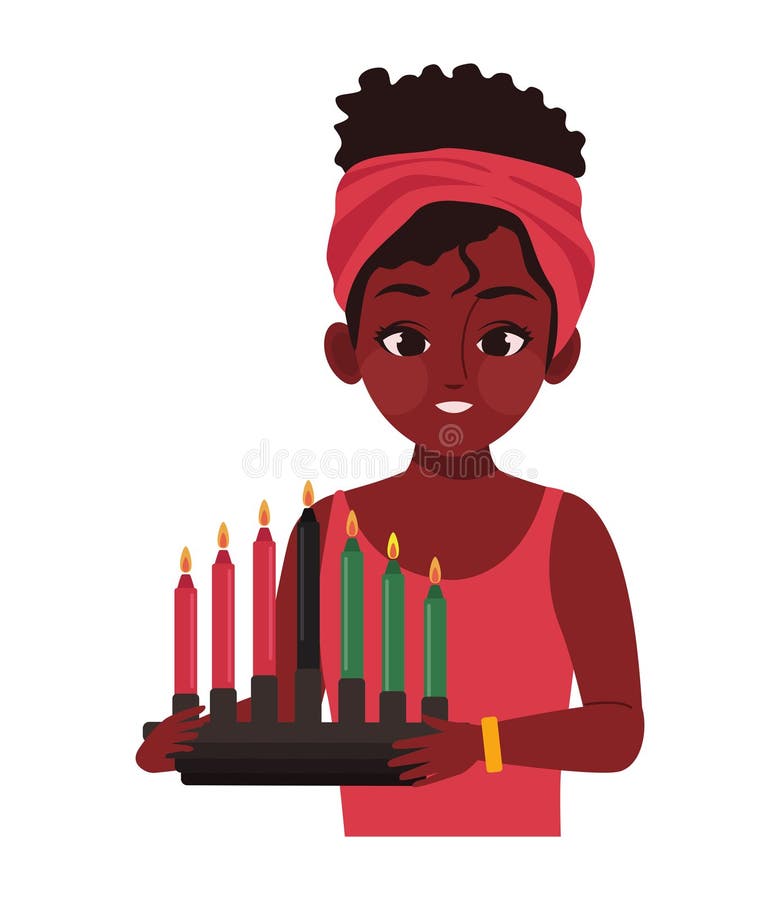 Kwanzaa girl with kinara stock vector. Illustration of enjoyment ...
