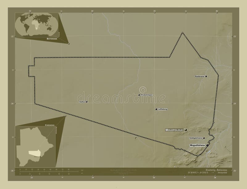 Kweneng, Botswana. Wiki. Labelled Points of Cities Stock Illustration ...