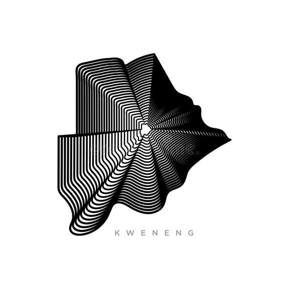 Kweneng State of Botswana Map Illustration Black Color Stock Vector ...