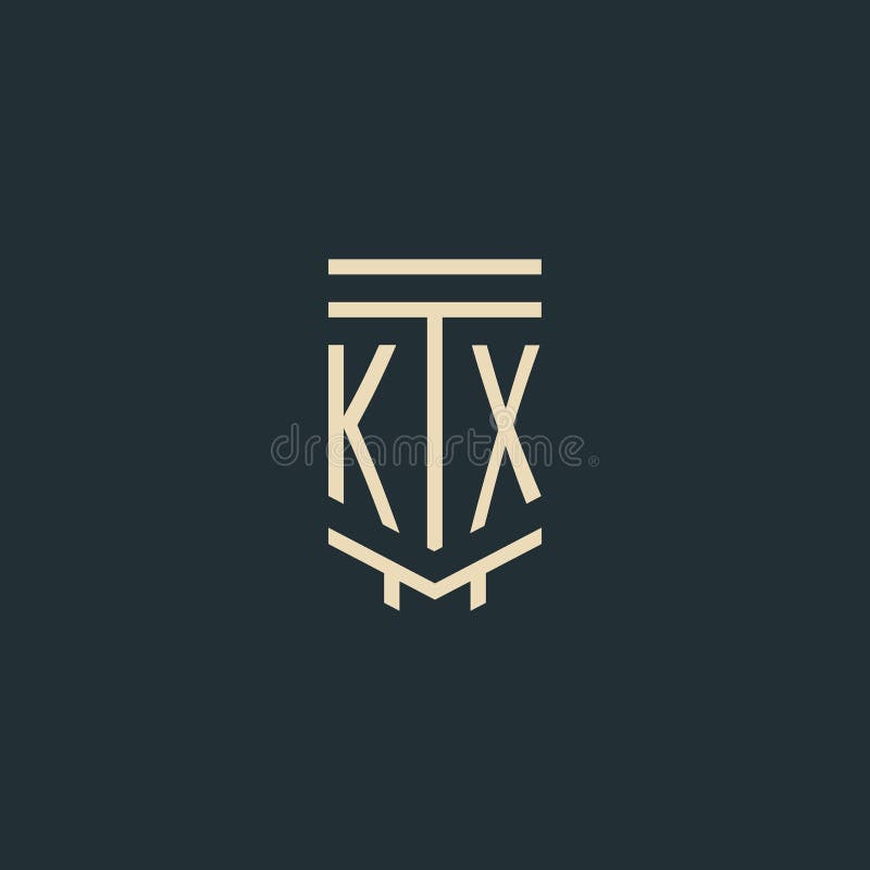 KX Initial Monogram with Simple Line Art Pillar Logo Designs Stock ...