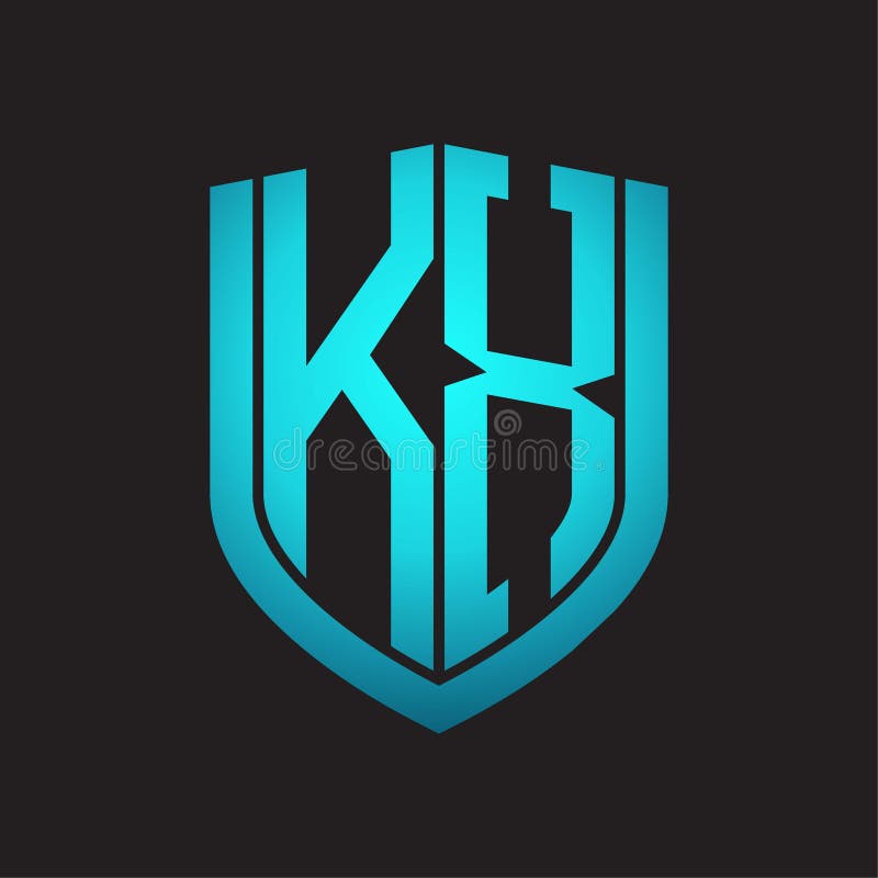 KX Logo Monogram with Emblem Shield Design Isolated with Blue Colors on ...