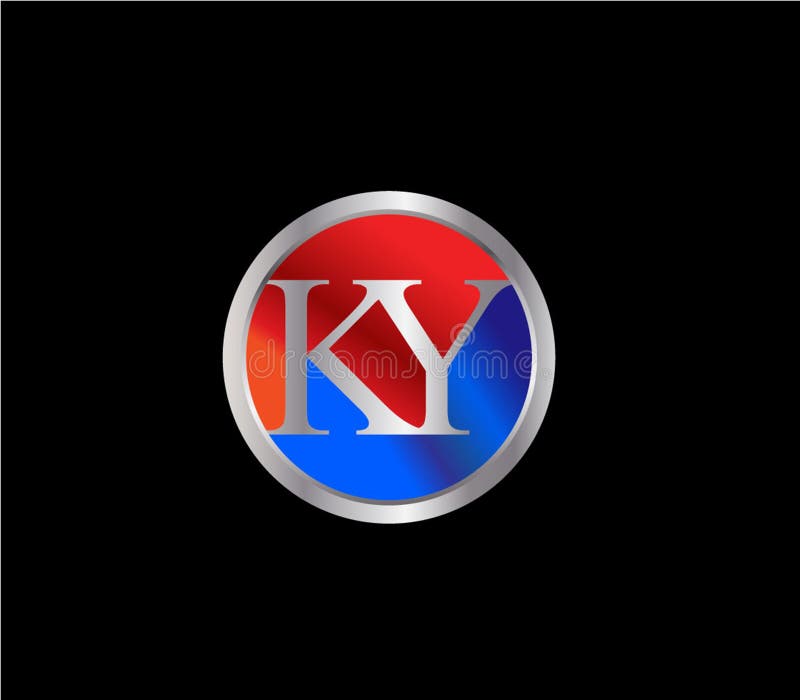 KY Initial Circle Shape Red Blue Silver Color Later Logo Design Stock ...