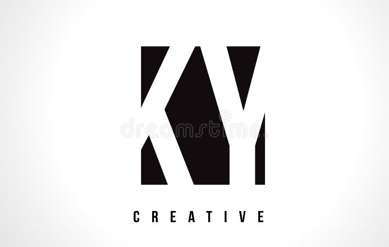 Ky K Y White Letter Logo Design With Black Square Stock Vector Illustration Of Font Template