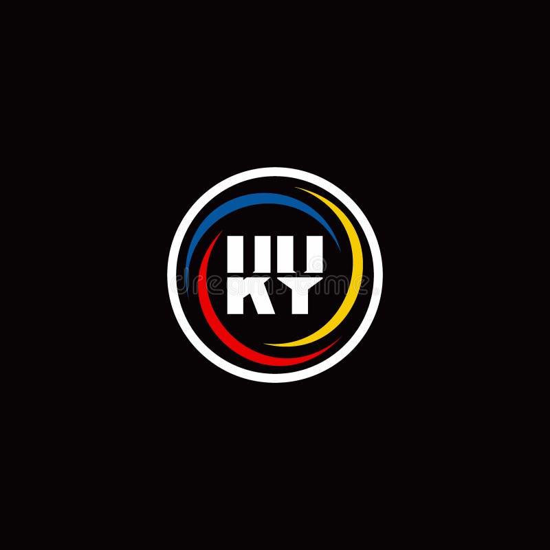 KY Monogram Logo Isolated on Circle Shape with 3 Slash Colors Rounded ...