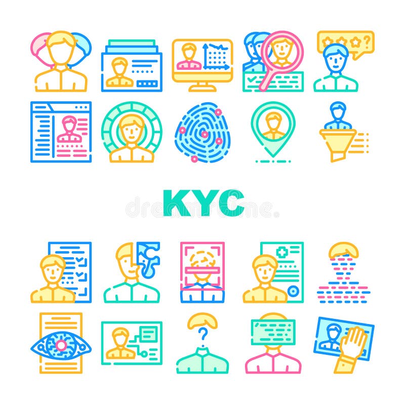 Kyc Know Your Customer Collection Icons Set Vector Stock Illustration ...