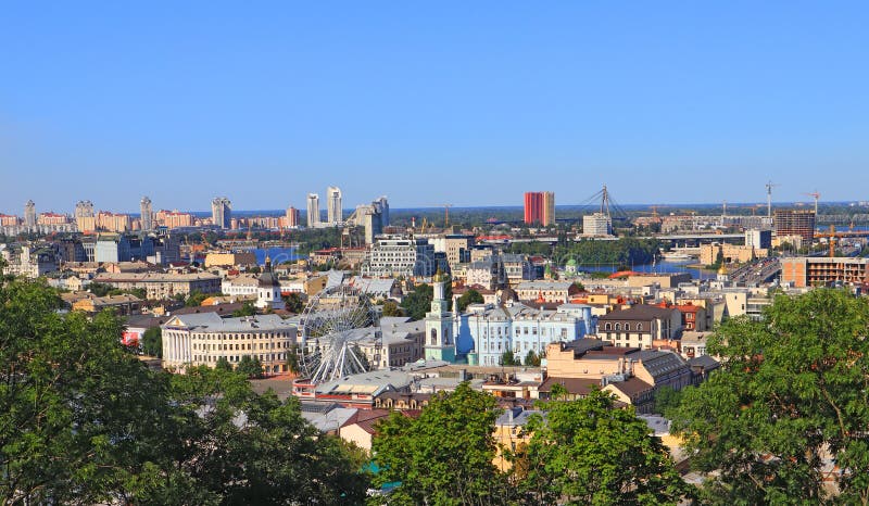 Kyiv Cityscape Panorama (Podil), Ukraine Stock Image - Image of tower ...