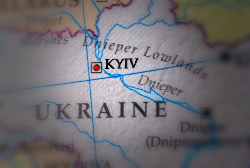 Kyiv on the map stock photo. Image of close, ukrainehighlighting ...