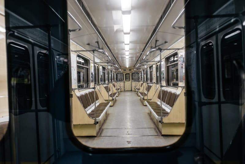 Kyiv metro wagon interior stock photo. Image of railway - 132302830