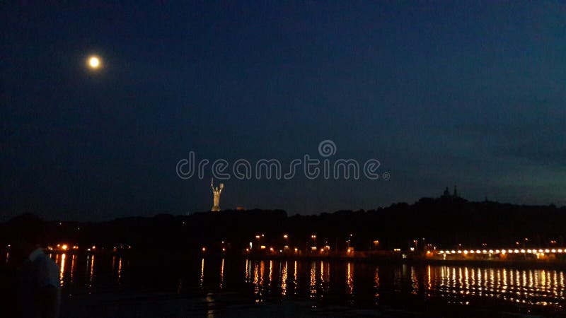 Kyiv night stock photo. Image of statue, moon, kiev, ukraine - 49385000