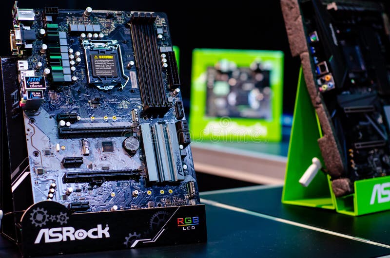 ASRock Motherboard Heat Sink on a Motherboard and AMD Crossfire Logo ...