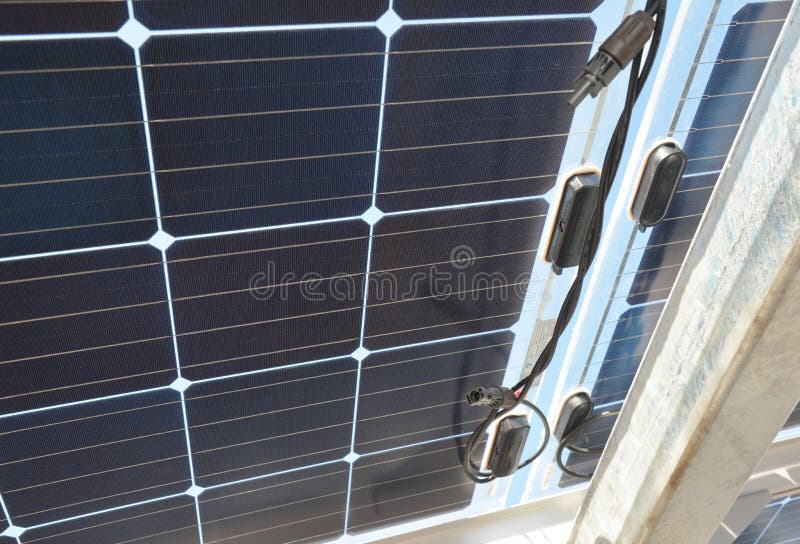 2018: Solar Panel Back Side Connection. Stock Photo - Image of power ...
