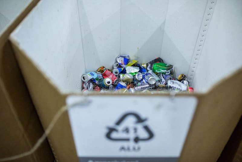 KYIV, UKRAINE - DEC 04: Sorting Recyclables. the Sorted Aluminum Cans ...